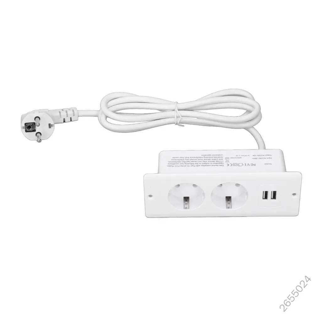 Лицевая панель для розетки/выключателя с USB, пластик, прямоугольная