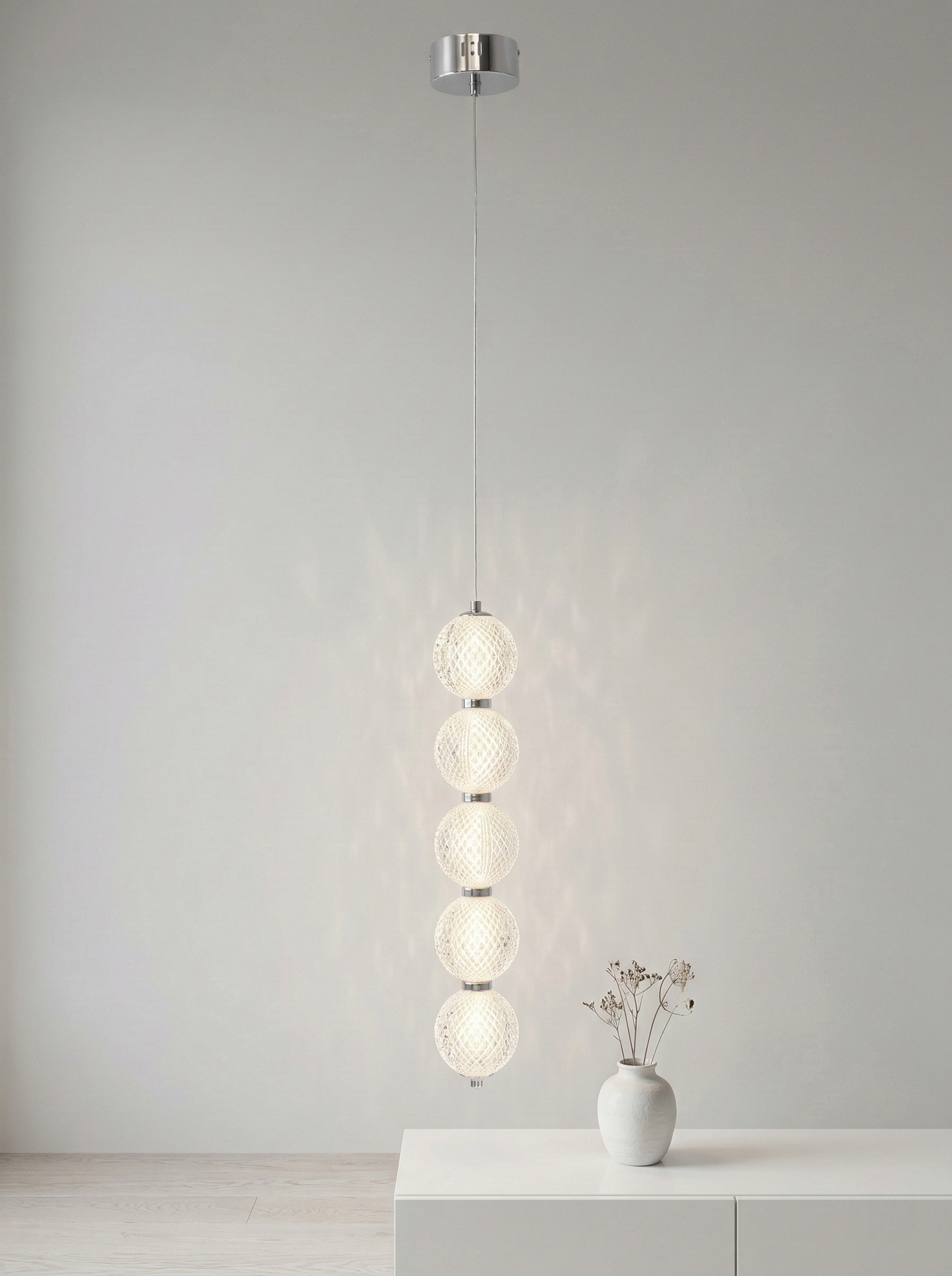 Подвес свет столицы P786-5, LED, акриловый плафон, 15Вт, цвет хром