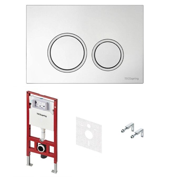 Система инсталляции для унитазов TECE TECEspring S401101 4 в 1 с кнопкой смыва глянцевый хром