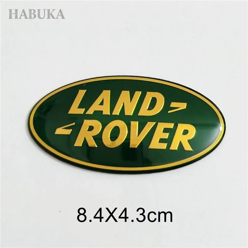 Эмблема Land Rover алюминий 8.4 см для передней решетки и заднего бампера, 1 шт, зеленая с золотом
