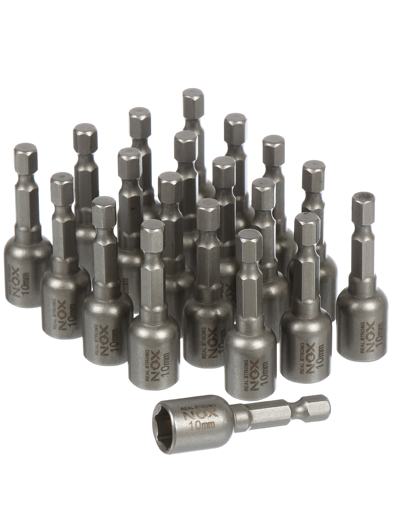 Набор магнитных ключей-насадок Nox 10х48 мм под кровельные саморезы, 20 шт, биты для шуруповерта и дрели 551048-20