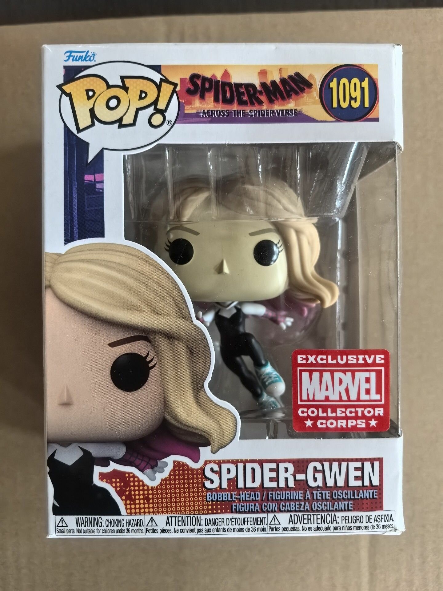 Коллекционная фигурка Pop Marvel Spider-Gwen #1091 без маски, 1 упаковка