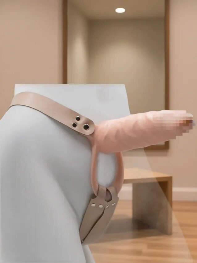 Фаллопротез на ремнях Dual Peak пустотелый с бандажом