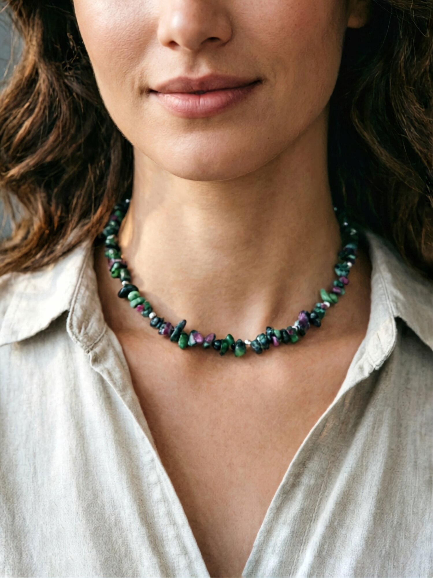 Чокер ENJOY Украшения из камней, цоизит