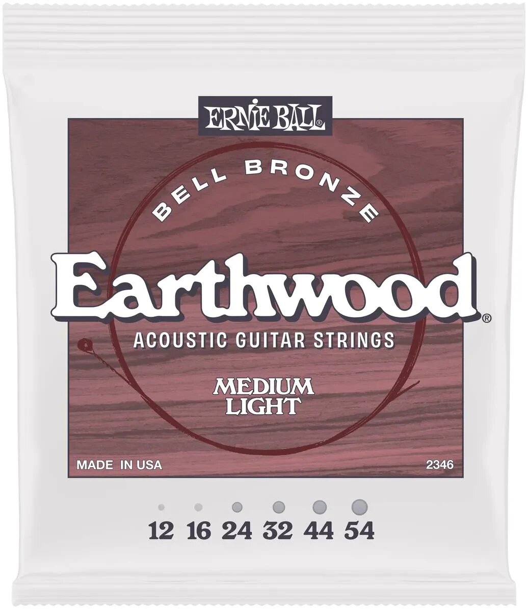 Струны для акустической гитары Ernie Ball John Mayer Earthwood Bell Bronze Medium Light 12-54