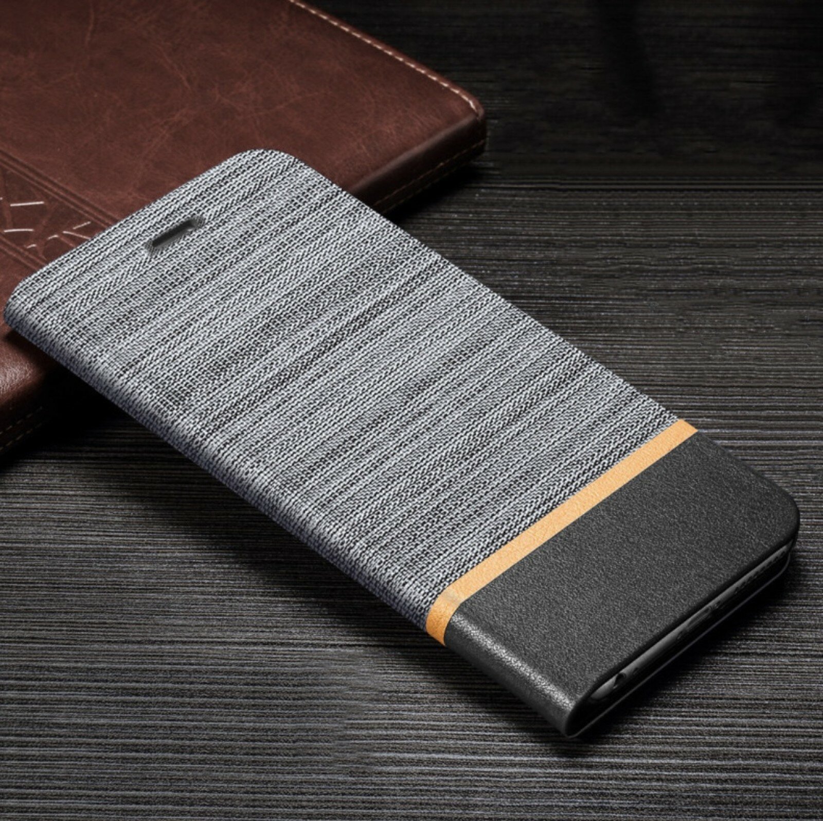 Чехол-книжка MyPads Con Striscia для LeEco Le 2 X620 с вставкой под кожу, серый