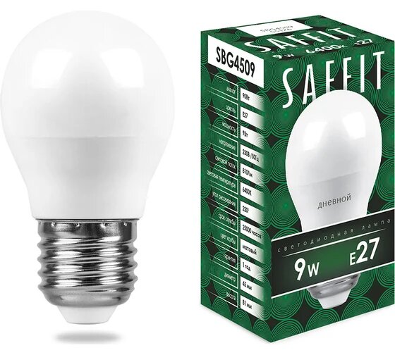 Светодиодная лампа SAFFIT 9W 230V E27 6400K