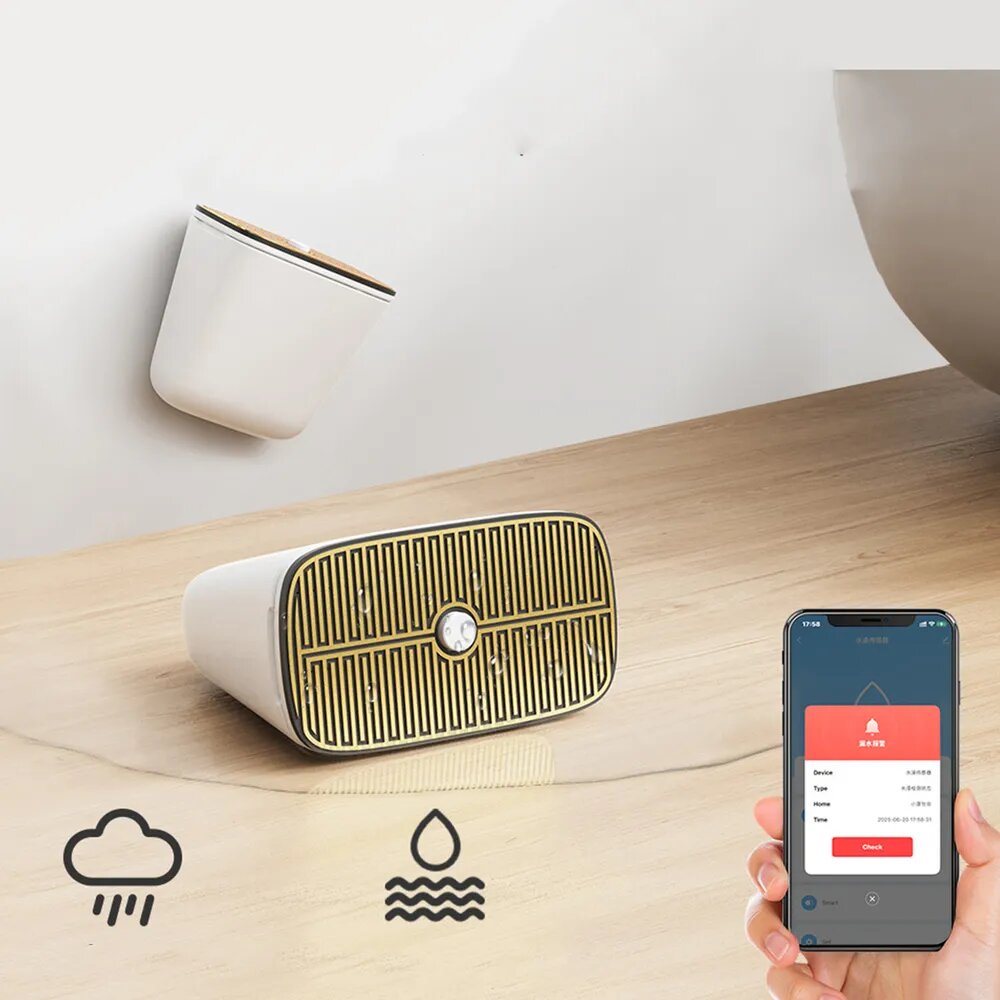 Датчик протечки и дождя Zigbee 3.0, IP67, для умного дома с функцией обнаружения воды и интеграцией в экосистему TUYA и Smart Life — фото 1