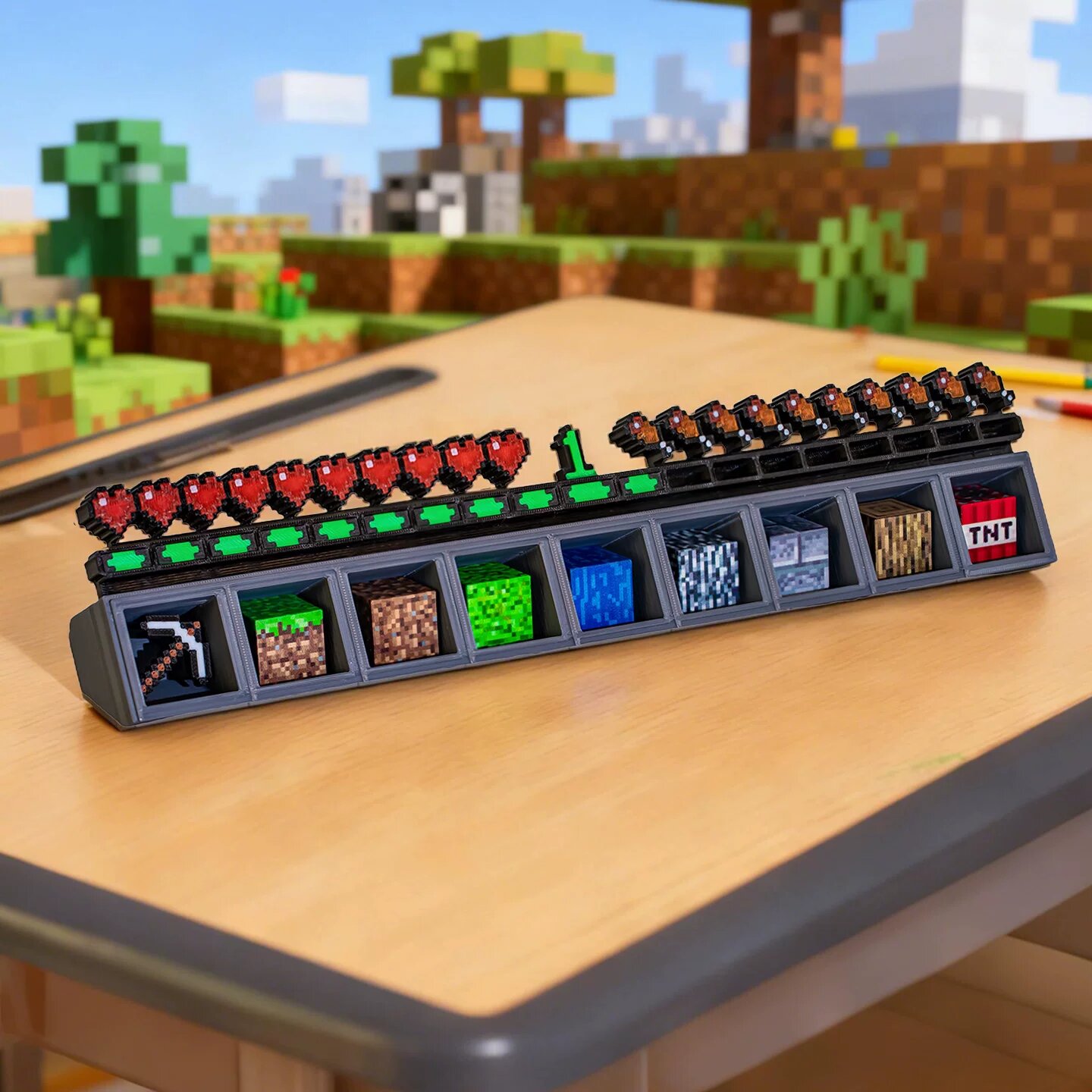 Набор Minecraft Инвентарь с киркой и 8 кубиками специальная цена