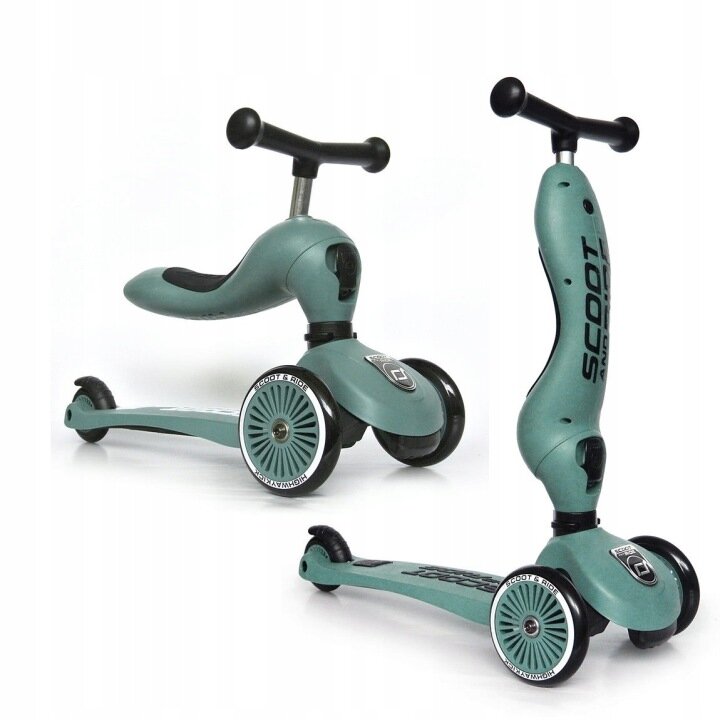 Детский самокат Scoot And Ride - Highwaykick 1 2-в-1 трёхколёсный самокат-беговел, зеленый - 96269