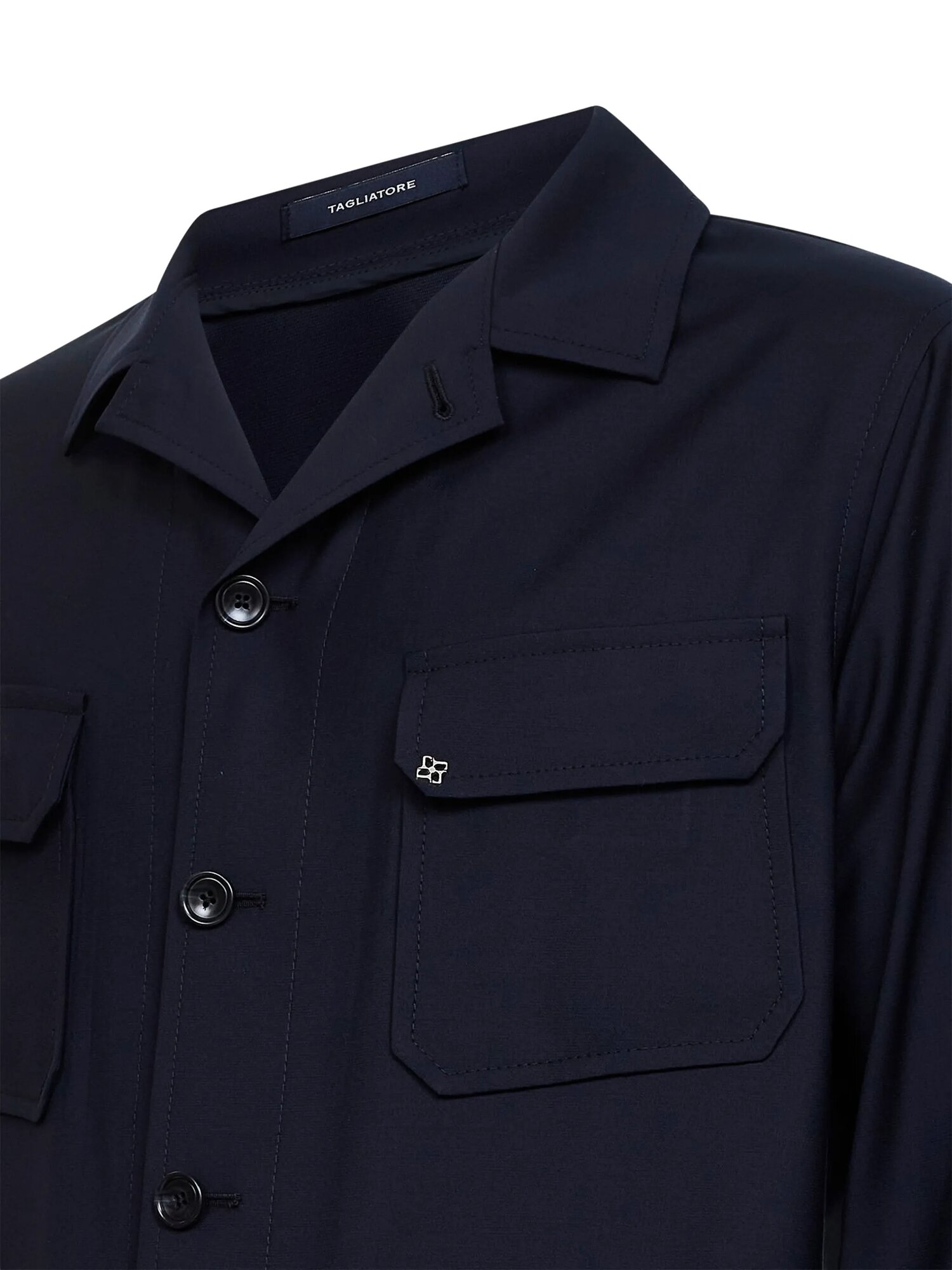 Рубашка Tagliatore Button logo wool shirt, размер 48, blue — фото 1
