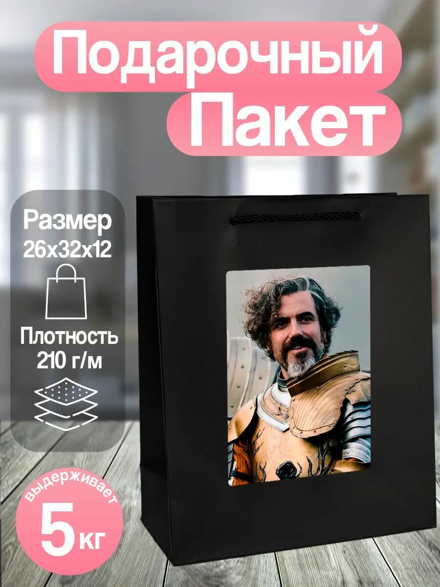 Пакет подарочный Рыцарь семи королевств, упаковка для подарка, 26х31 см