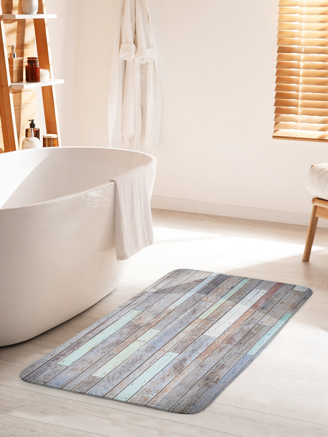 Коврик для ванной комнаты и туалета противоскользящий "Деревянная стена" 60х100 см, JoyArty