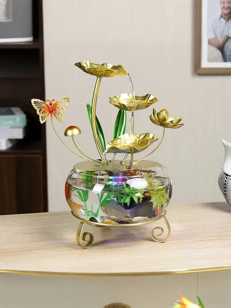 Настольный стеклянный аквариум для рыб, украшение воды, офис, гостиная, веранда, ландшафтное оформление фонтана