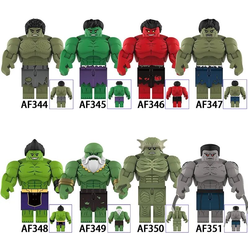 Набор минифигурки Marvel Superheroes/Maestro, Abomination, Weapon H, Amadeus Cho, совместим с конструкторами (7см, пакет) /AF345-351_белый