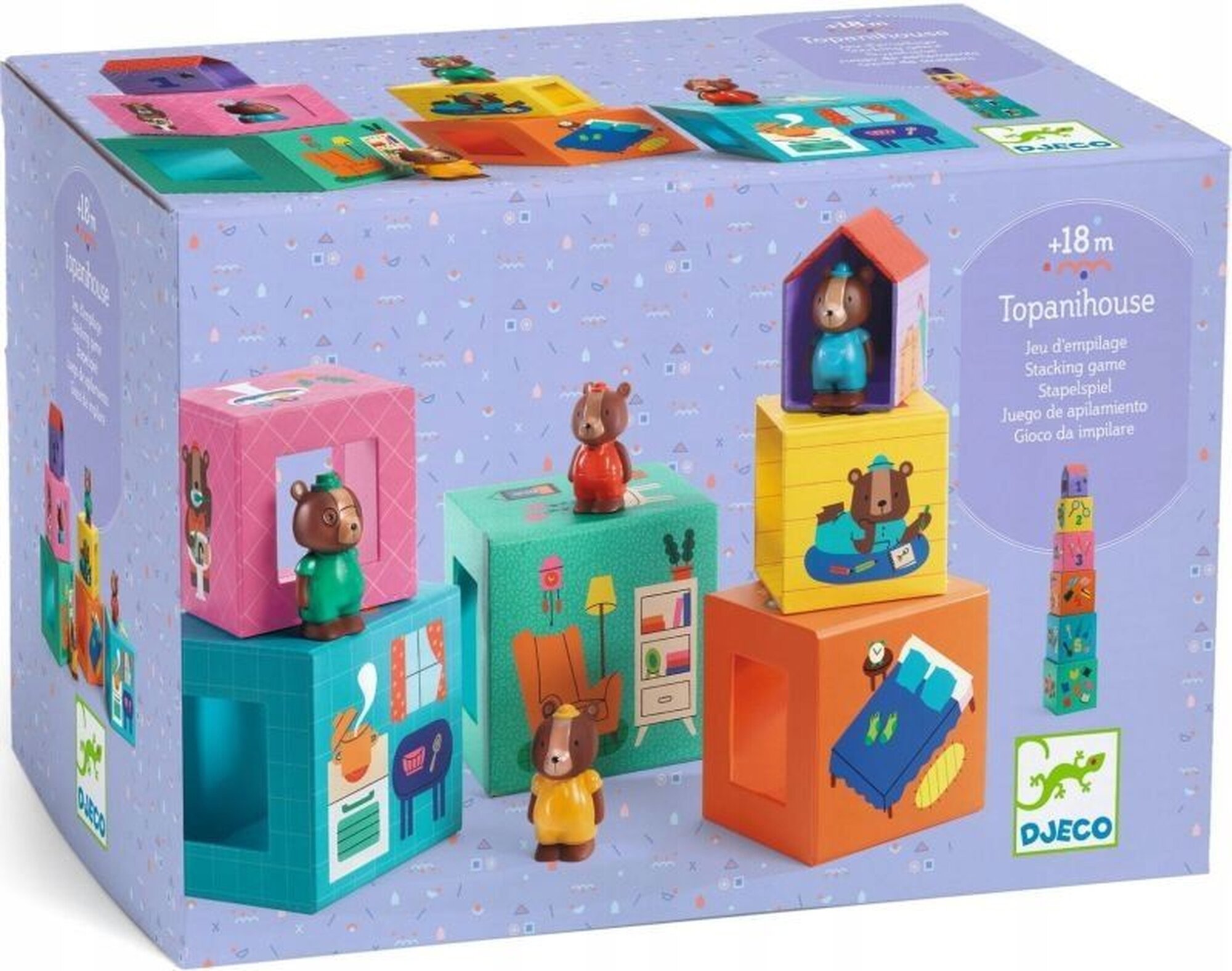 Кубики Djeco TopaniHouse, для игр, с мишками, от 18 мес, 5 шт