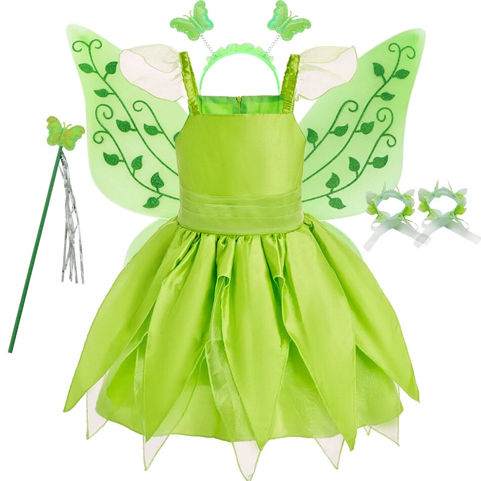 Детский костюм феи Tinkerbell, зеленый, 7T, DH10 Set