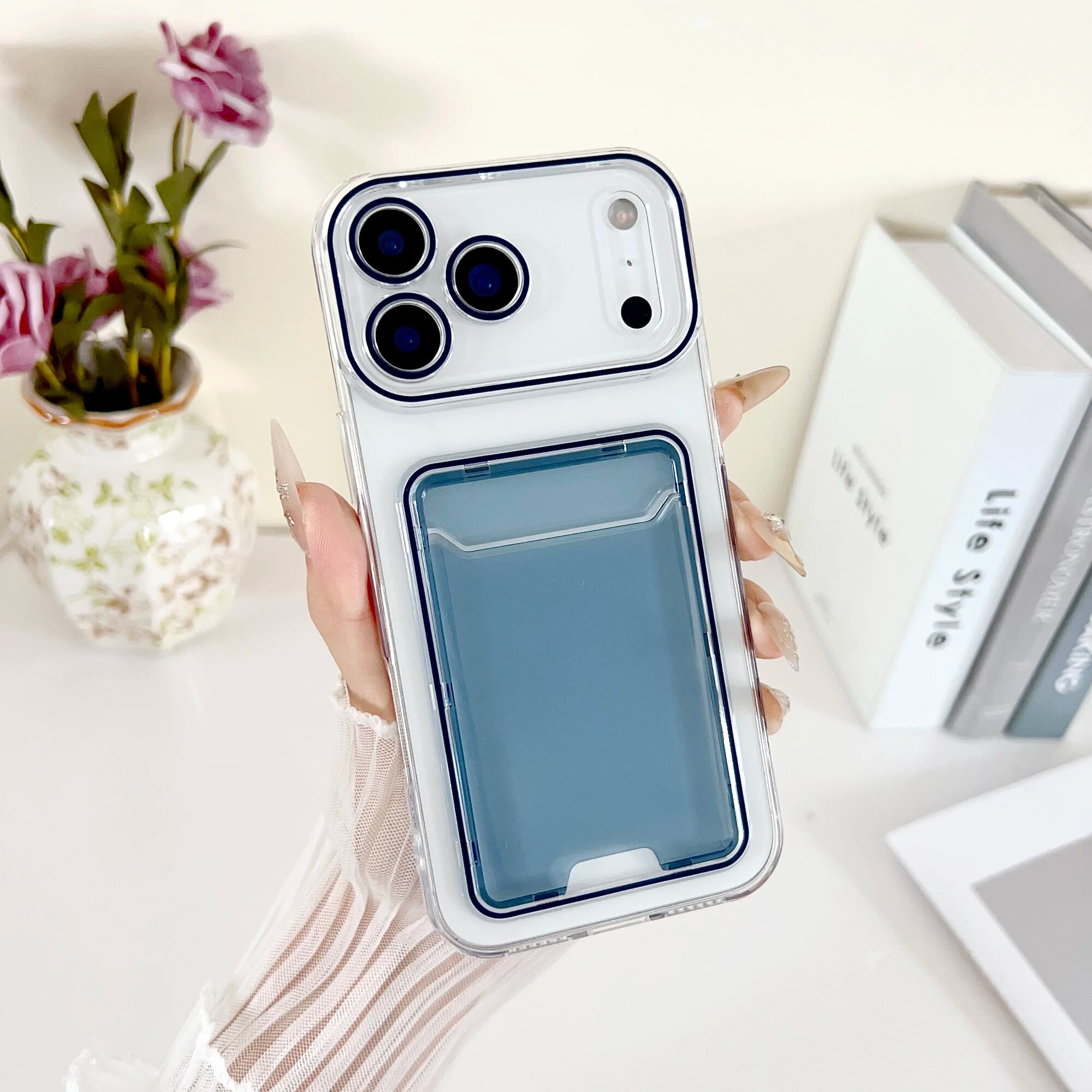 Белый чехол с картой для iPhone 13, Blue