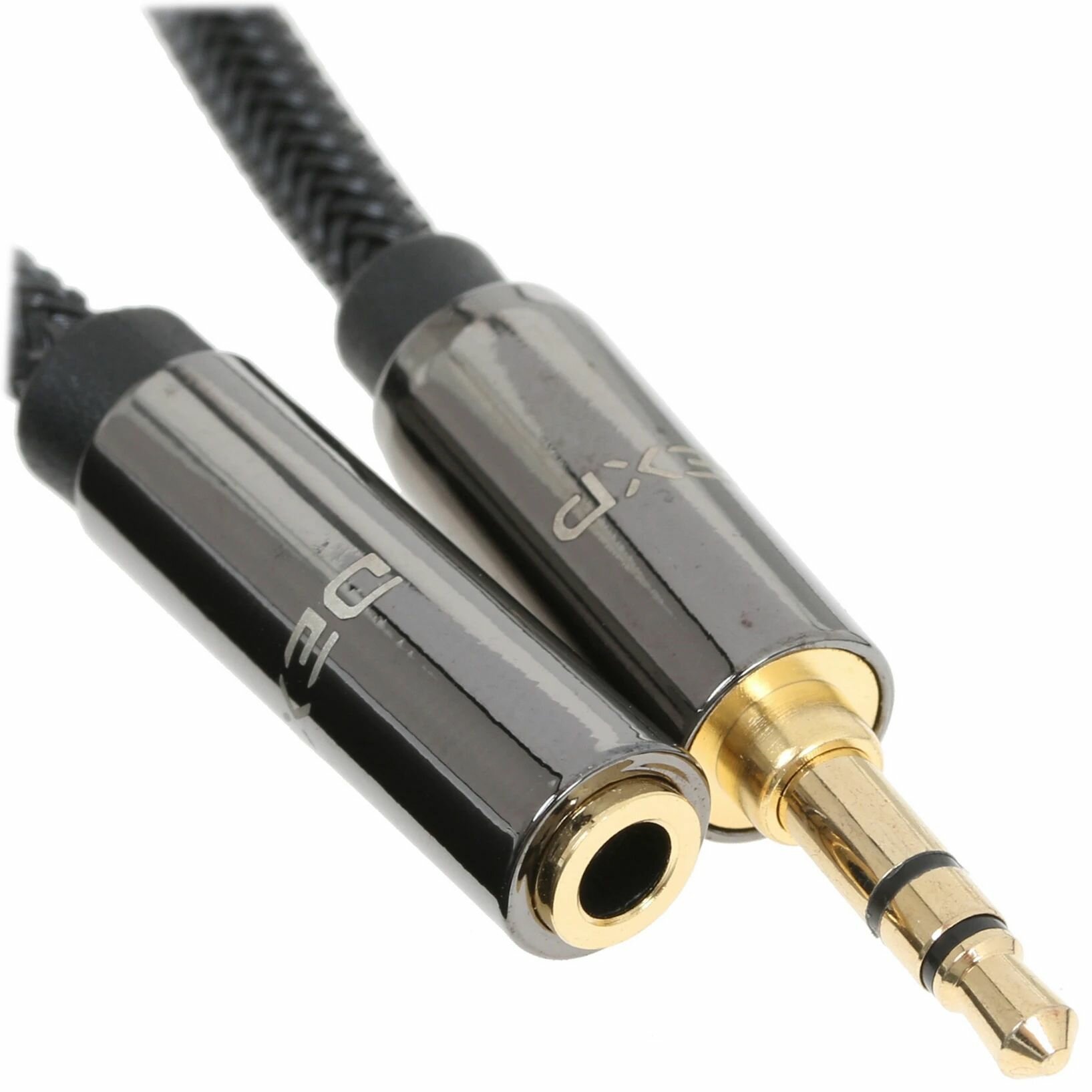 Кабель DEXP jack 3.5 мм (M) - jack 3.5 мм (F) 2 м оплетка черный