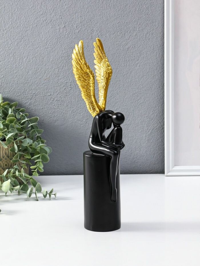 Фигура полистоун Ангел , чёрный с золотом, 6 8.3 31 см