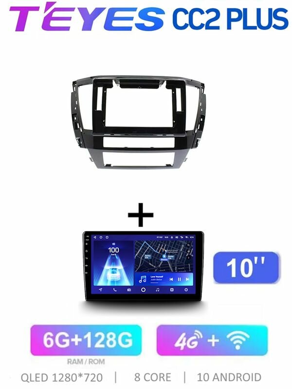 Магнитола 10" Teyes CC2 Plus 6/128 Gb для Mitsubishi Pajero Sport 3 2020-2021