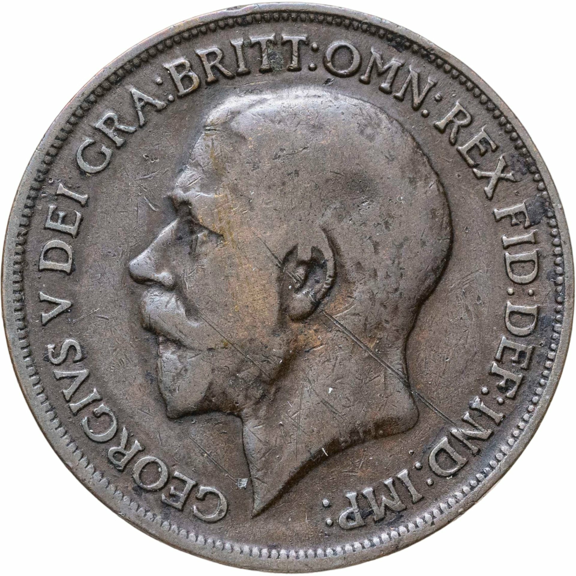 Великобритания 1 пенни penny 1917, Бронза, в сохранности VF
