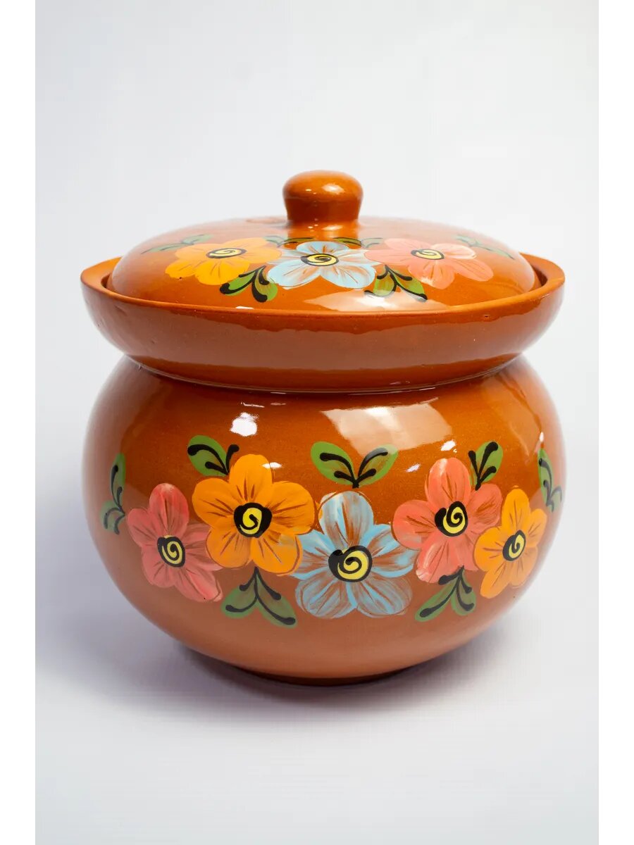 Супница "Ирина" 2,5 л, красная глина, ручная роспись