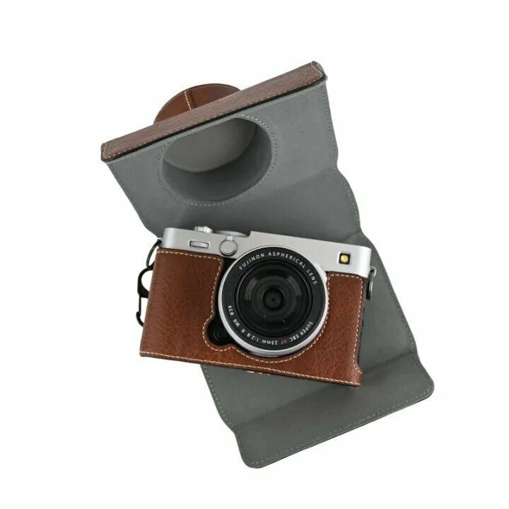 Защитный чехол-сумка-футляр для фотоаппарата Fujifilm X-E5 / XE5 противоударный усиленный легкий из импортной эко-кожи