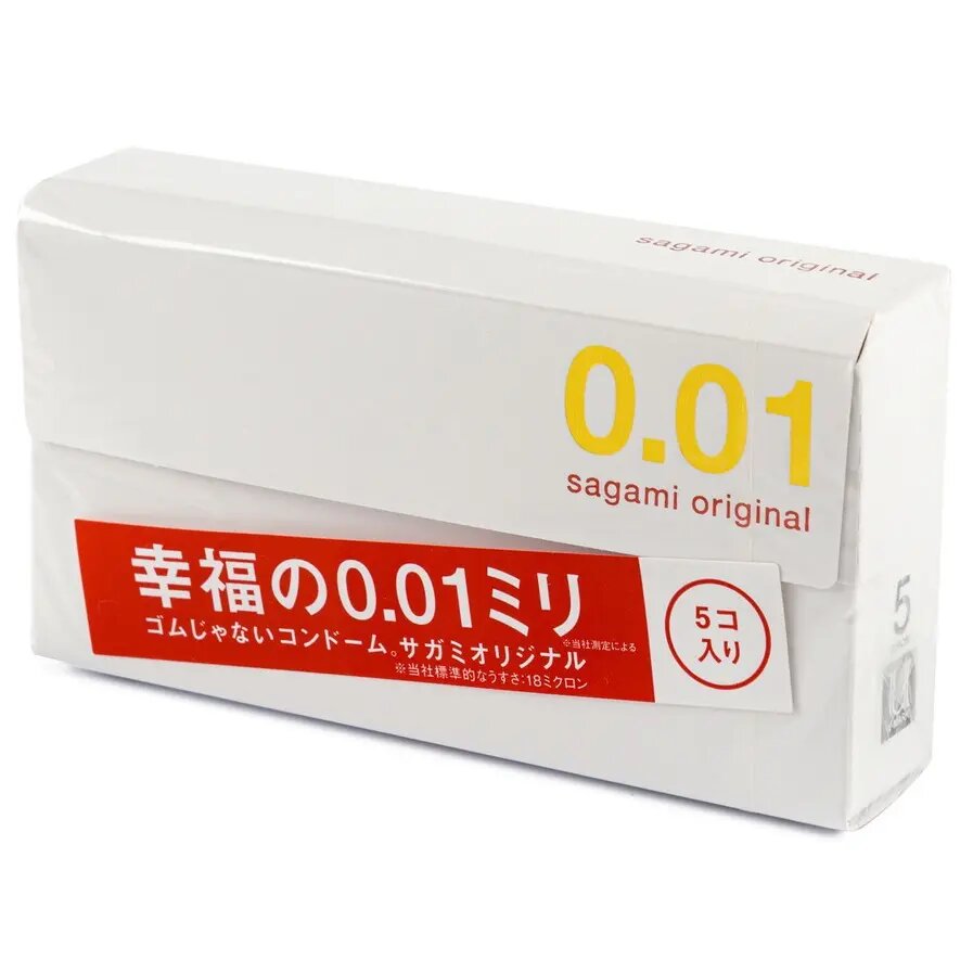 Презерватив Sagami Original 0,01, полиуретановый, 18 мкм, 5 штук