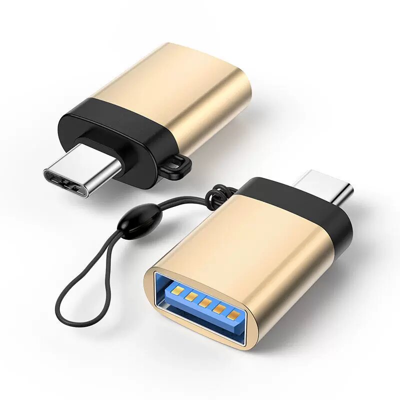 Набор из 2 шт. адаптеров USB Type-C в USB 3.0, золотой цвет, быстрая передача данных для мобильных телефонов