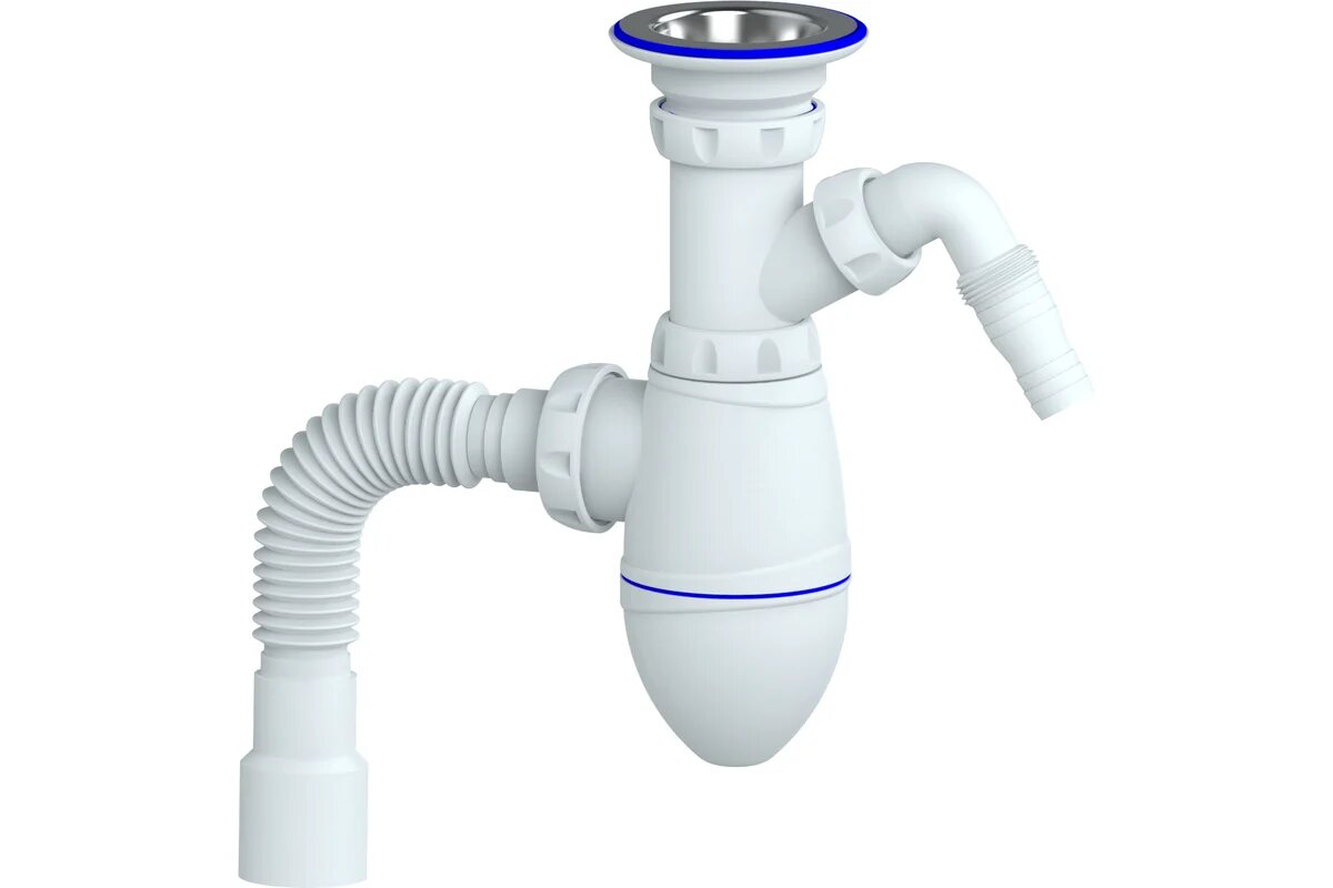Сифон M320V Unicorn для тюльпана и умывальника из ABS‑пластика, белый, выпуск 1 1/4 дюйма (Ø 32)