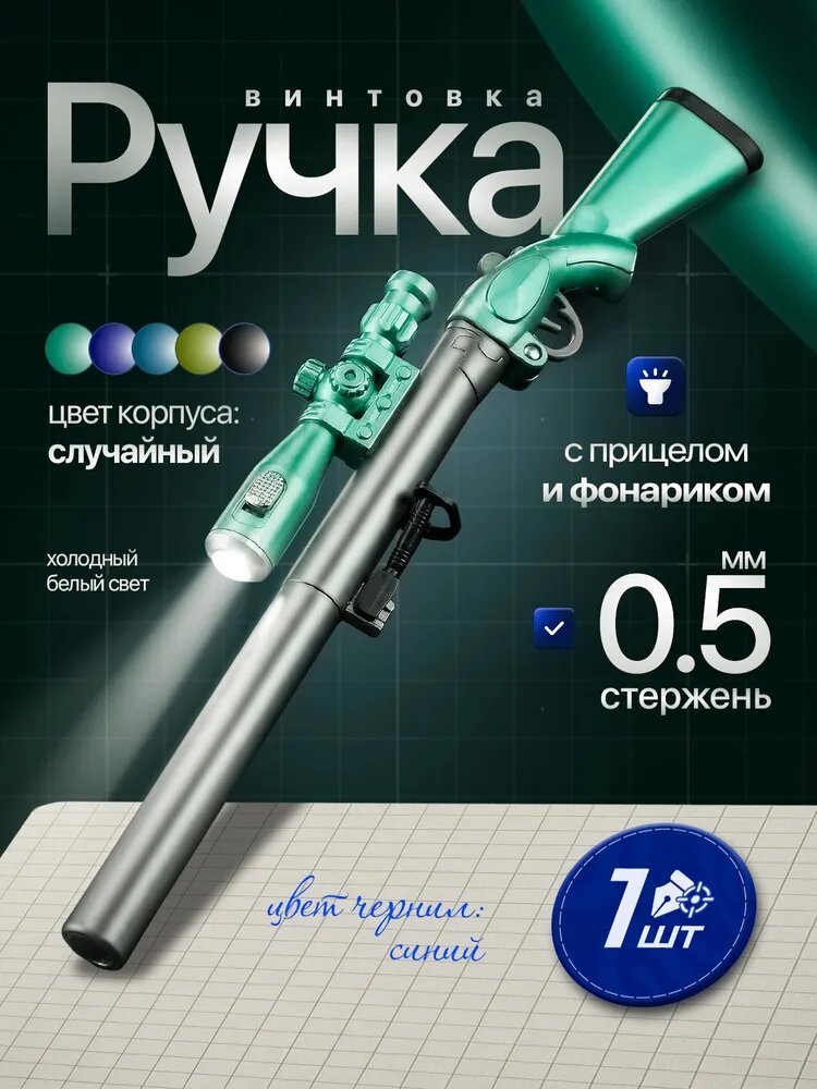 Ручка Гелевая, толщина линии: 0.5 мм, цвет: Синий, 1 шт.