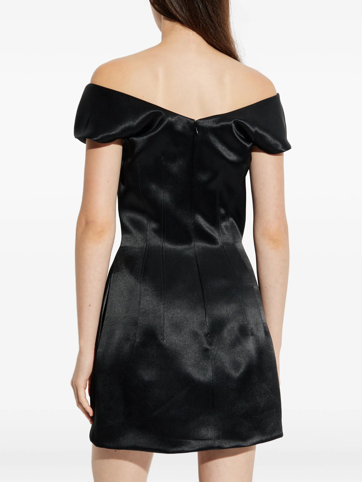 Платье Alexander McQueen Off-shoulder mini dress, размер 40, black/black — фото 1