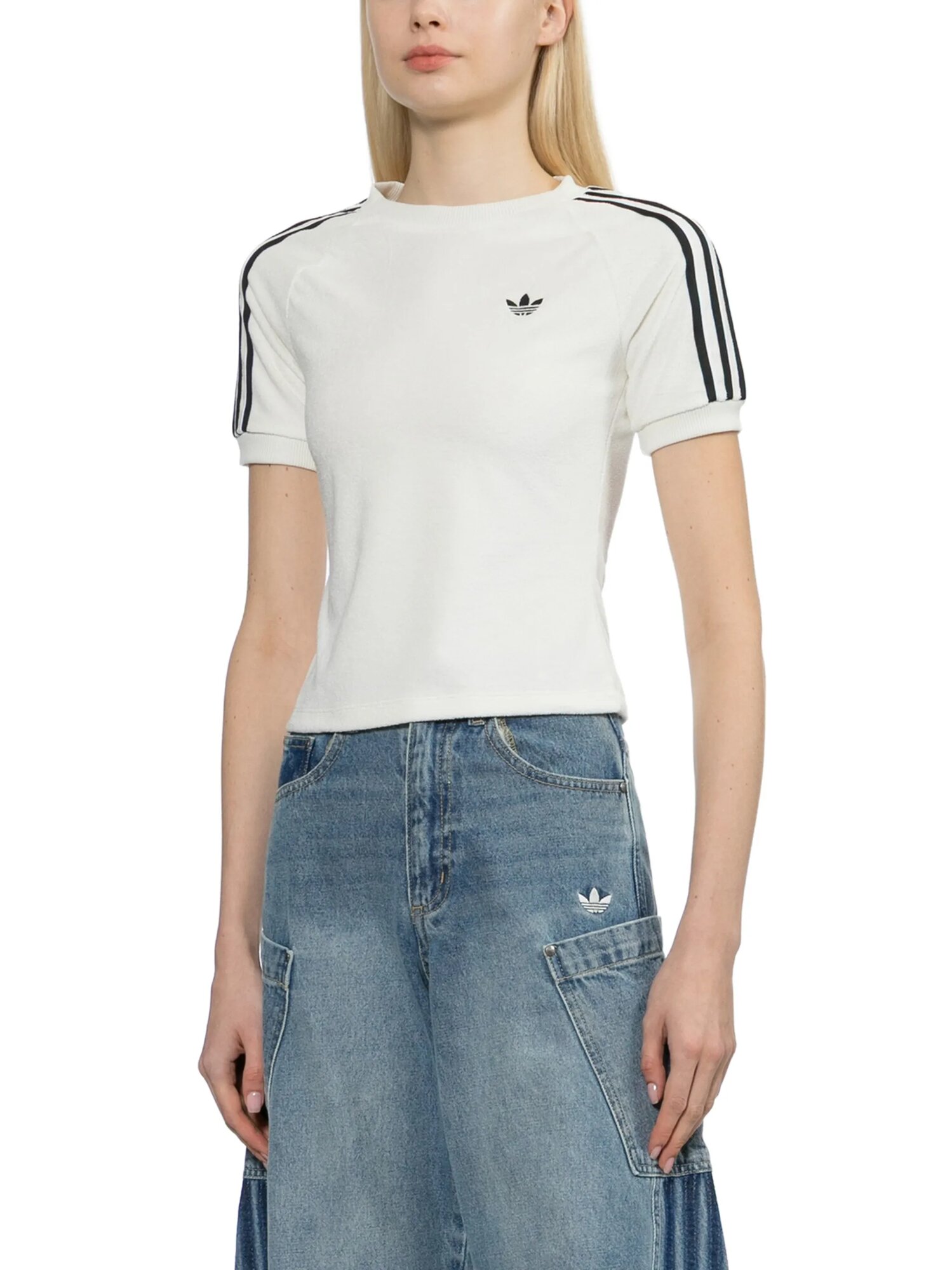 Футболка adidas TT Cali, размер 12 UK, бежевый/белый — фото 1