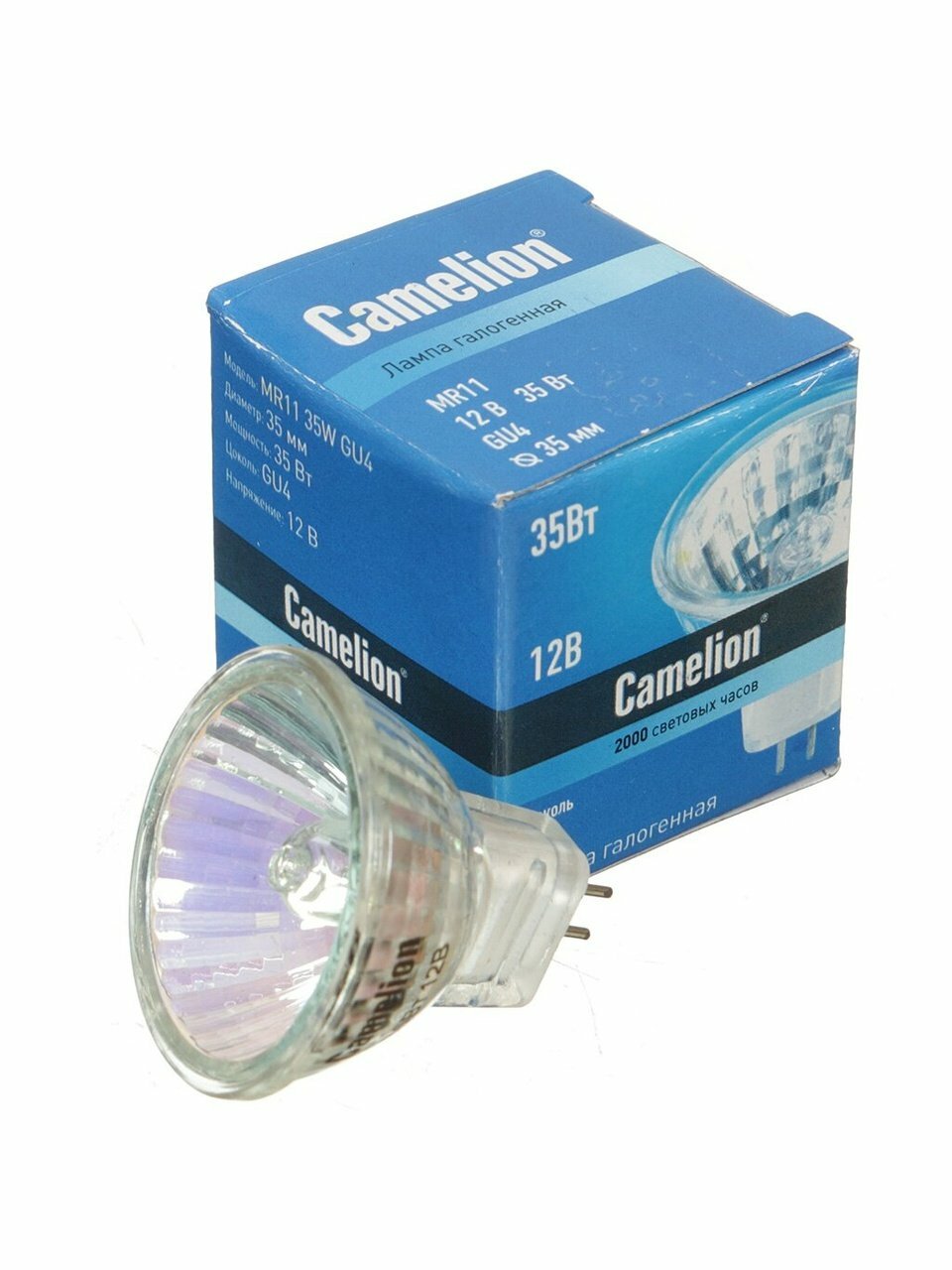 Лампа галогенная Camelion MR11 GU4 35 Вт 12 В с отражателем, белый свет, артикул 2930