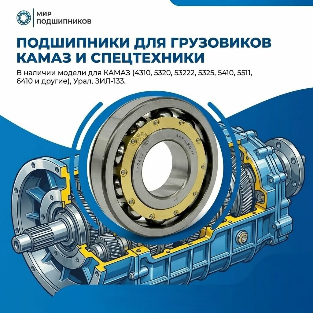 Подшипник APP 170412 (412N) 60x150x35 на КПП КамАЗ (4310 5320 53222 5325 5410 5511 6410 и другие), Урал, ЗИЛ-133