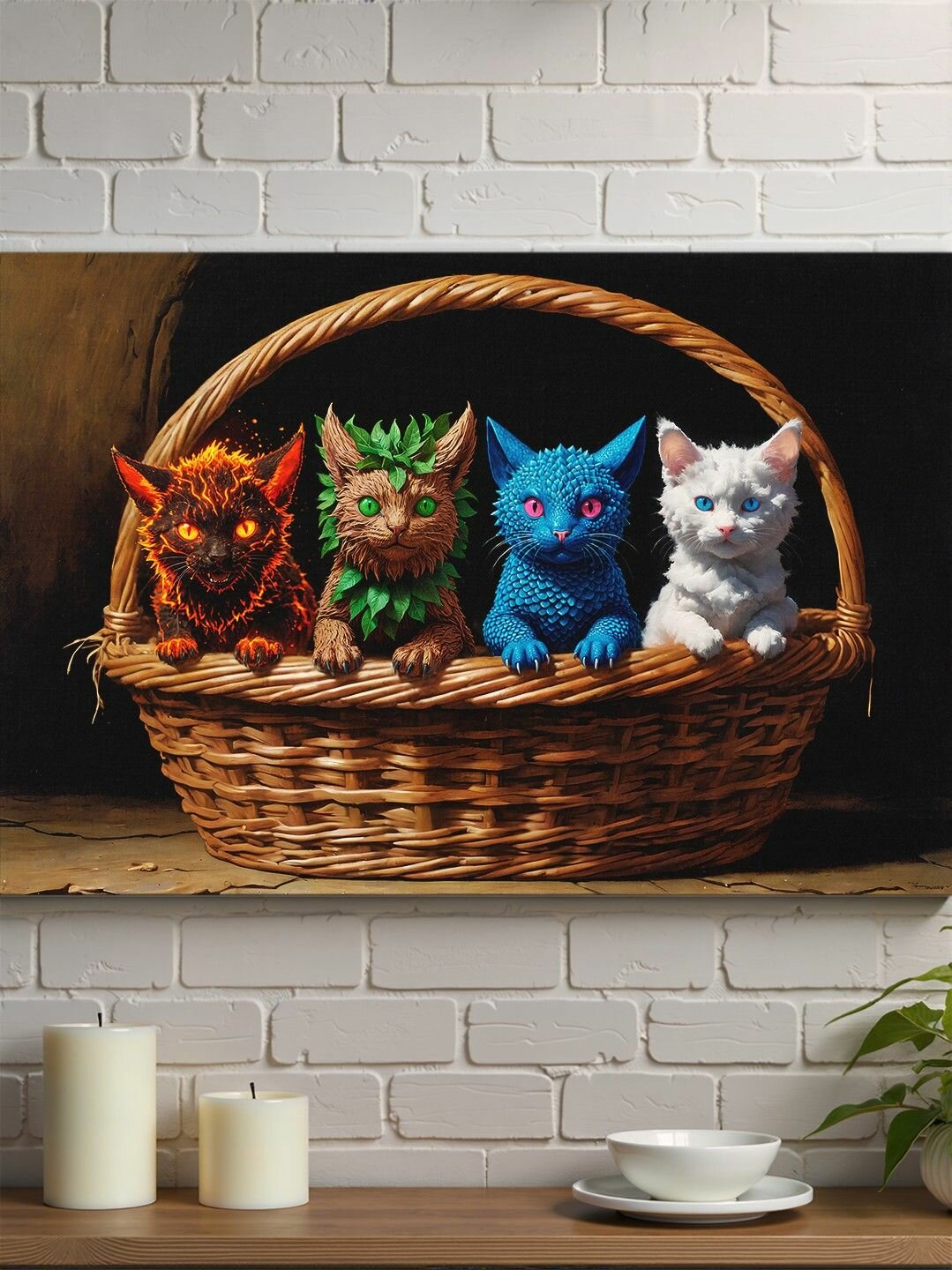 "Четыре Стихии" - картина на холсте, 60x40 см.