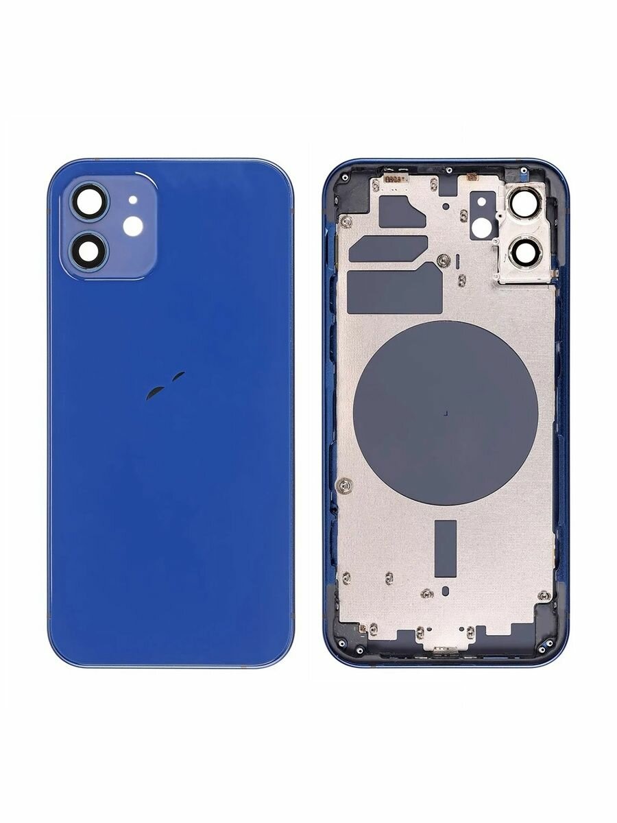 Задняя крышка (корпус) с рамкой для iPhone 12, полный комплект для замены, цвет: Синий
