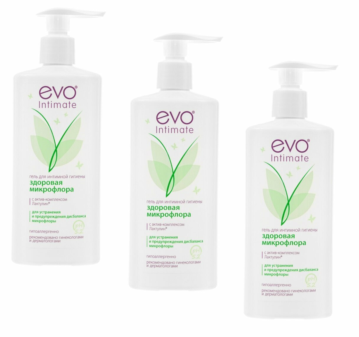 Гель Evo для интимной гигиены Здоровая микрофлора, 250мл 3шт