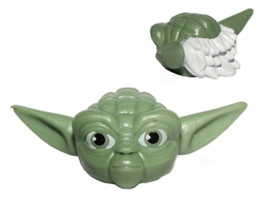 Деталь Lego 64804pb02 Minifigure, Head, Modified SW Yoda Straight Ears with Large Eyes and White Hair Pattern
