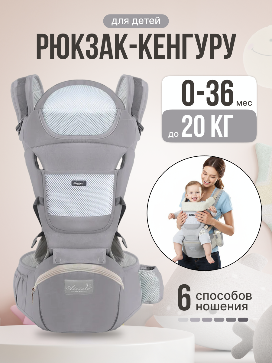 Эргорюкзак для малышей с тремя вариантами ношения, Кенгуру переноска для детей, переноска для новорожденных