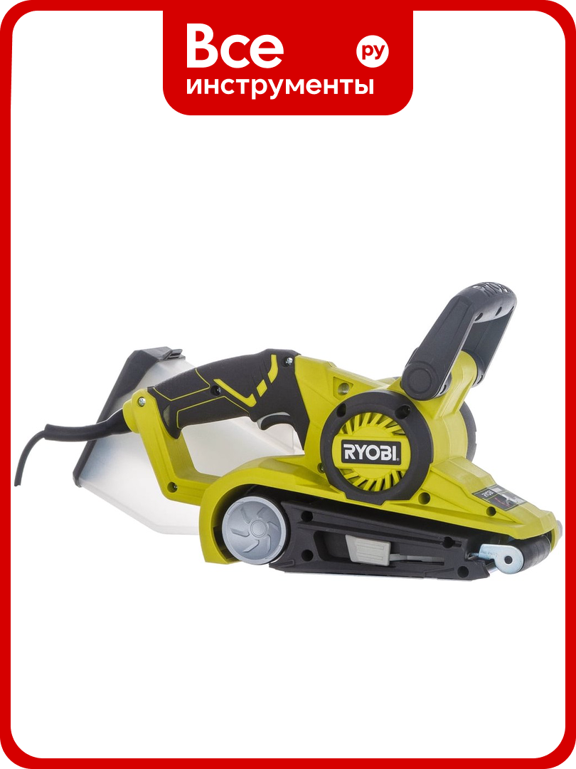 Ленточная шлифмашина Ryobi EBS800, выравнивания и шлифовки, щеточный двигатель, бытовой класс, подключение к пылесосу