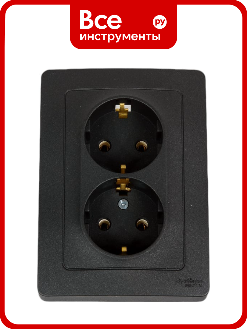 Розетка Systeme Electric Blanca внутр Антрацит 2-ая с/з без шторок, 16А, 250В SE BLNRS001026