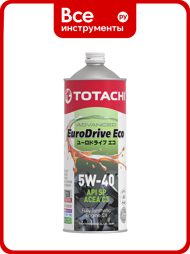 Синтетическое моторное масло TOTACHI EURODRIVE ECO Fully Synthetic 5W-40 API SP, ACEA, использования в автомобилях