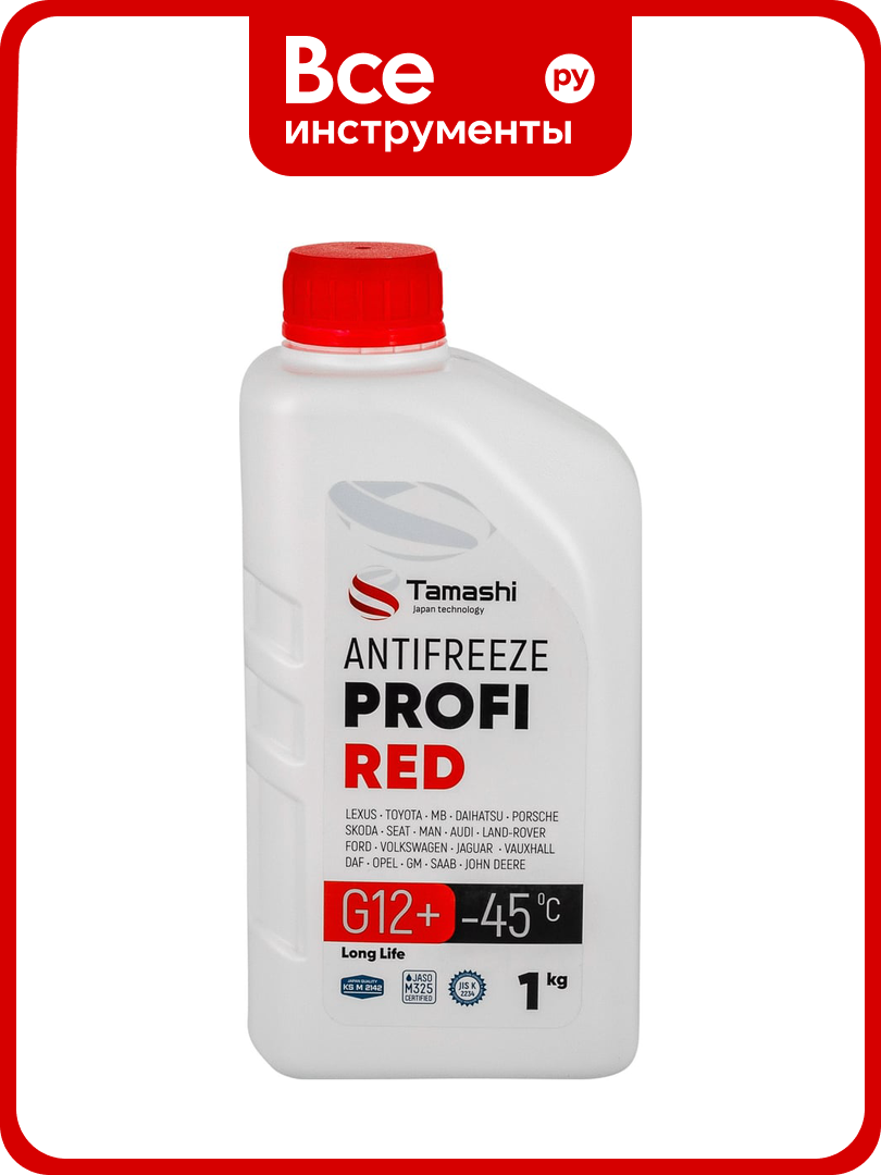 Антифриз Tamashi Profi Long Life G12+ 1 кг, красный, готовый, до -45C ANTR1