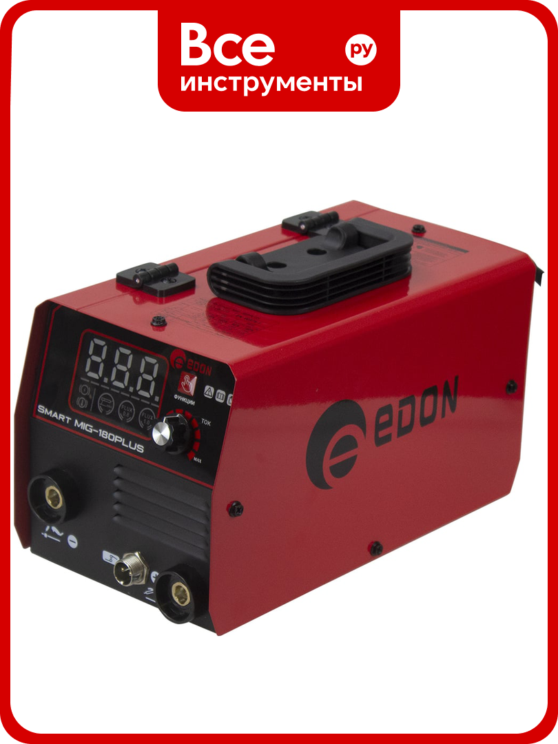 Сварочный аппарат EDON Smart MIG-180PLUS с цифровым дисплеем и режимом ММА, мощностью до 180А, без кейса, для бытового