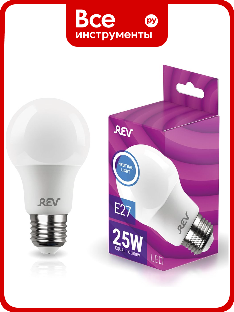 Светодиодная лампа REV A60, Е27, 25W, 4000K, нейтральный свет, 32533 8
