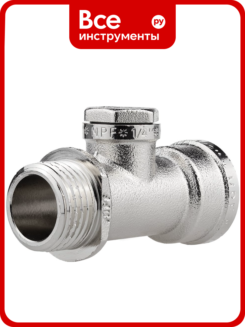 Тройник под манометр MPF 1/2" х 1/4" х 1/2", в/в/н, с ограничителем ИС.071608