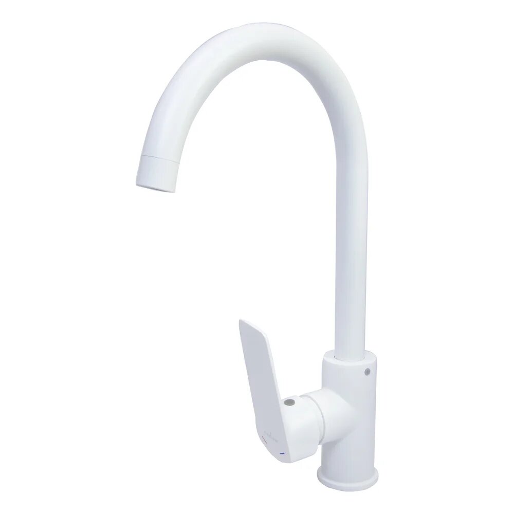 Смеситель для кухни 35k MIXLINE ML15-031W высокий излив б/отв боковая п/гайку (без подводки) белый