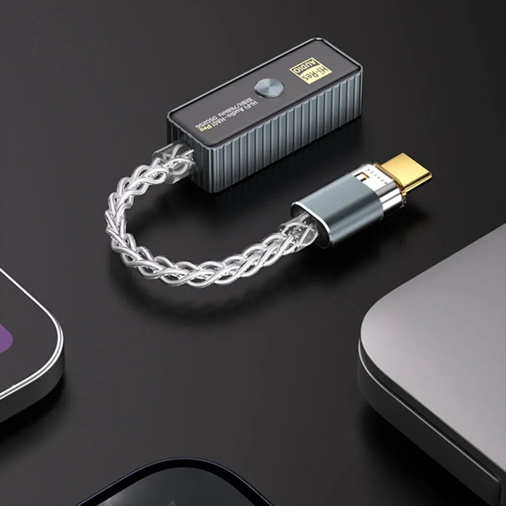 Портативный аудиоадаптер с двумя чипами CS43198+CT7601 USB HIFI, черный/серый